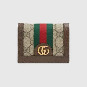 Gucci GUCCI Ophidia Card Case Wallet Brown