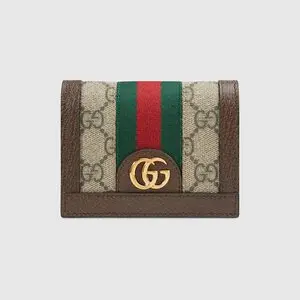 Gucci Ophidia Card Case Wallet, White, Gg Canvas Gg Supreme
