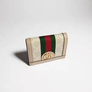 Gucci Ophidia Card Case Wallet Gg Canvas - White