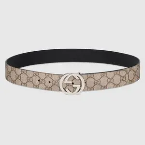 Gucci Reversible Belt With Interlocking G Buckle - Beige
