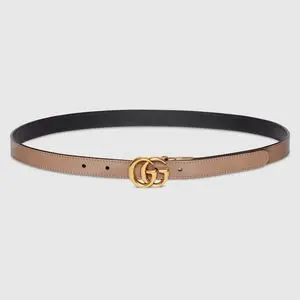 Gucci GG Marmont Reversible Thin Belt Neutral