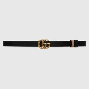Gucci Gg Marmont Reversible Thin Belt - Neutral