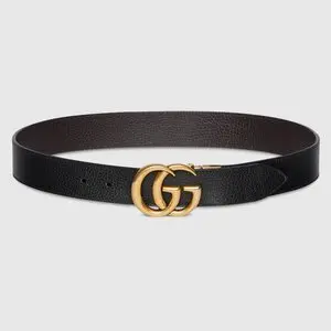 Gucci Reversible Leather Belt With Double G Buckle - Black