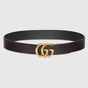 Gucci Reversible Leather Belt With Double G Buckle