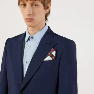 Gucci Bee Pattern Silk Pocket Square