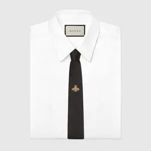 Gucci Bee Embroidered Silk Tie