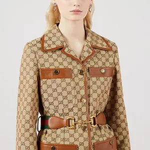 Gucci Gg Canvas Jacket With Web Belt