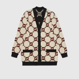 Gucci Reversible Interlocking G Wool Cardigan, Size S, White, Ready-to-wear White