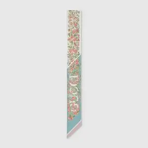 Gucci Printed Silk Ribbon, Blue, Silk Blue