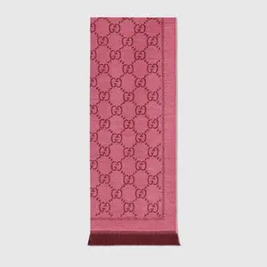 Gucci Gg Jacquard Pattern Knitted Scarf Wool