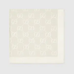 Gucci Gg Jacquard Silk Wool Shawl - White