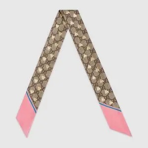 Gucci Printed Silk Ribbon Silk - Beige
