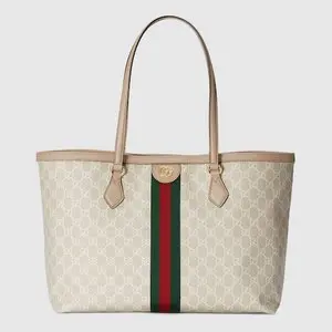 Gucci Ophidia Large Tote Bag Gg Canvas - Beige And White Canvas