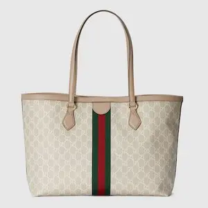 Gucci Ophidia Large Tote Bag Gg Canvas - Beige And White Canvas
