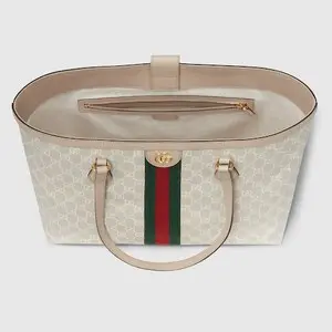 Gucci Ophidia Large Tote Bag Gg Canvas - Beige And White Canvas