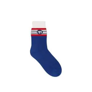 Gucci Interlocking G Stripe Cotton Socks - Blue