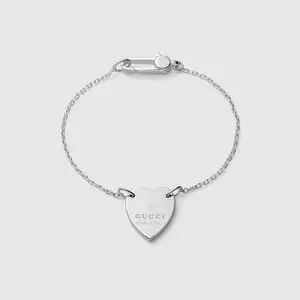 Gucci Trademark Bracelet With Heart Pendant - Sterling Silver