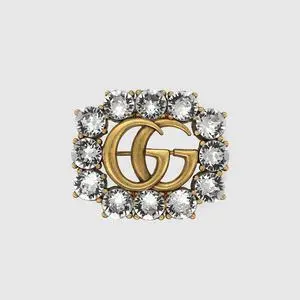 Gucci Gg Marmont Crystal Brooch - Gold-toned Metal