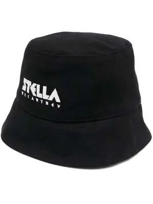 Stella McCartney Embroidered Logo Bucket Hat - Black