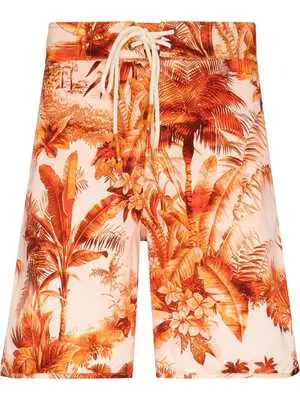 Alanui Palm Tree Print Swim Shorts - Orange