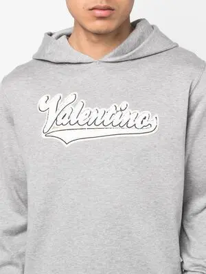 Valentino Garavani Embroidered Logo Hoodie - Grey