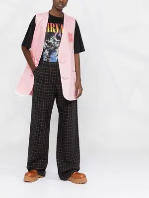 Raf Simons Oversized Denim Gilet With Logo Patch