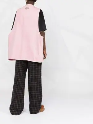 Raf Simons Oversized Denim Gilet With Logo Patch