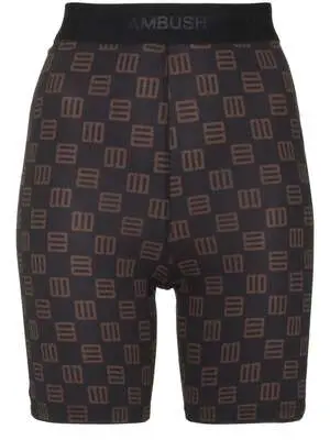 AMBUSH Monogram Print Cycling Shorts - Black