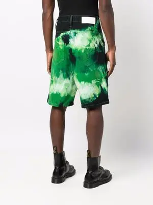 Ami Alex Tie-dye Denim Shorts - Green