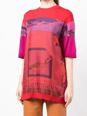 FERRAGAMO Heritage-print Long T-shirt
