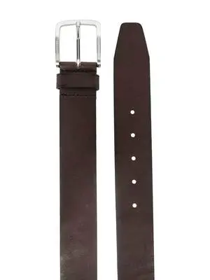 BOSS Italian Leather Belt With Engraved Logo Buckle - Brown