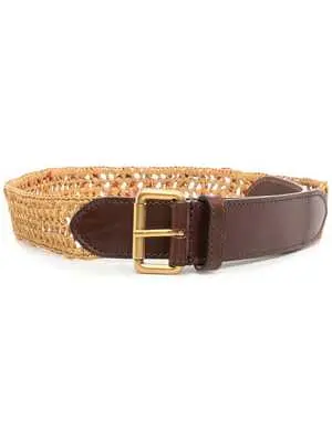 Dsquared2 Interwoven Raffia And Leather Belt - Brown
