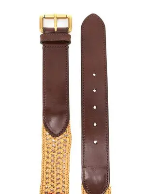 Dsquared2 Interwoven Raffia And Leather Belt