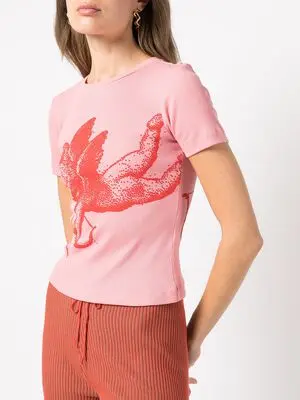 Paloma Wool Souvenir St Angelo Organic-Cotton T-Shirt - Pink