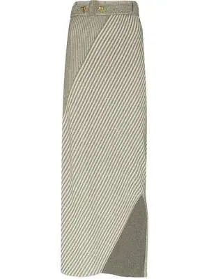 AERON Asymmetric Knitted Striped Skirt - Green