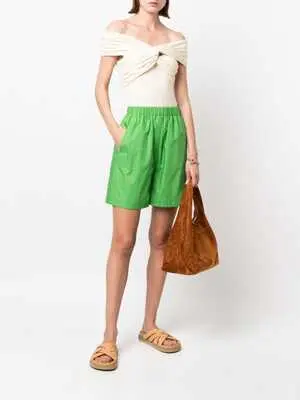 Nanushka Elasticated-waistband Cotton Shorts - Green