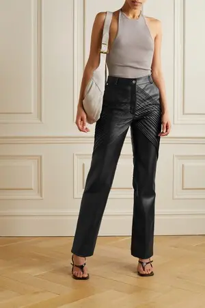 PETER DO Paneled Leather Straight-leg Pants