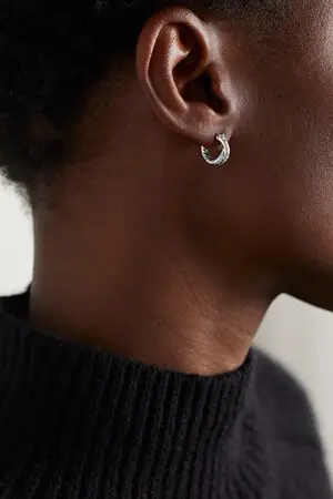 David Yurman Crossover Diamond Hoop Earrings