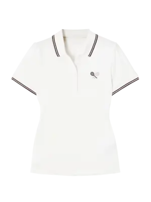 Tory Burch Embroidered Cotton-blend Piqué Polo Shirt - White