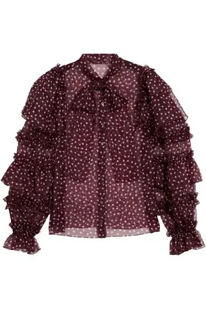 Dolce & Gabbana Pussybow Polkadot Silkorganza Blouse - Merlot