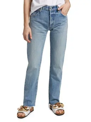 Moussy Vintage Siena Mid-rise Seamed Straight-leg Jeans