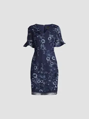 Shani Floral Embellished Sheath Dress