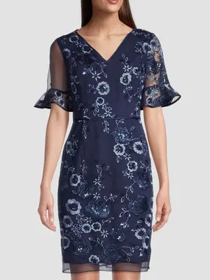 Shani Floral Embellished Sheath Dress