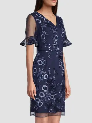Shani Floral Embellished Sheath Dress
