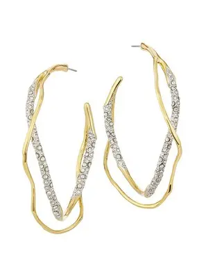 Alexis Bittar Intertwined 14k Goldplated & Rhodium-plated Two-tone Crystal Pavé Hoop Earrings - Champagne