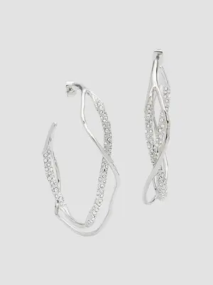 Alexis Bittar Intertwined 14k Goldplated & Rhodium-plated Two-tone Crystal Pavé Hoop Earrings - Silver