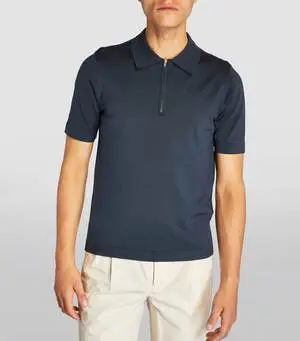 Sandro Zip-up Polo Shirt - Blue