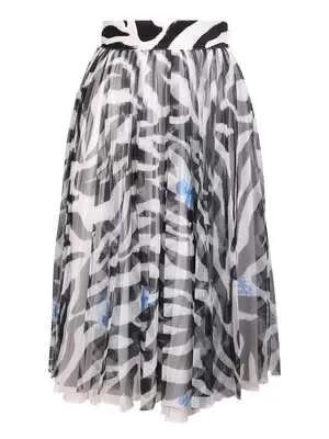 Off-White Leopard Print Pleated Skirt White
