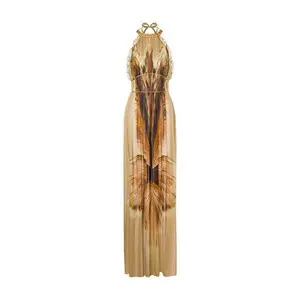 Alberta Ferretti Fluid Butterfly Chiffon Dress - Beige