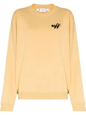 Off-white Ribbed Sweatshirts Hoodies For Women